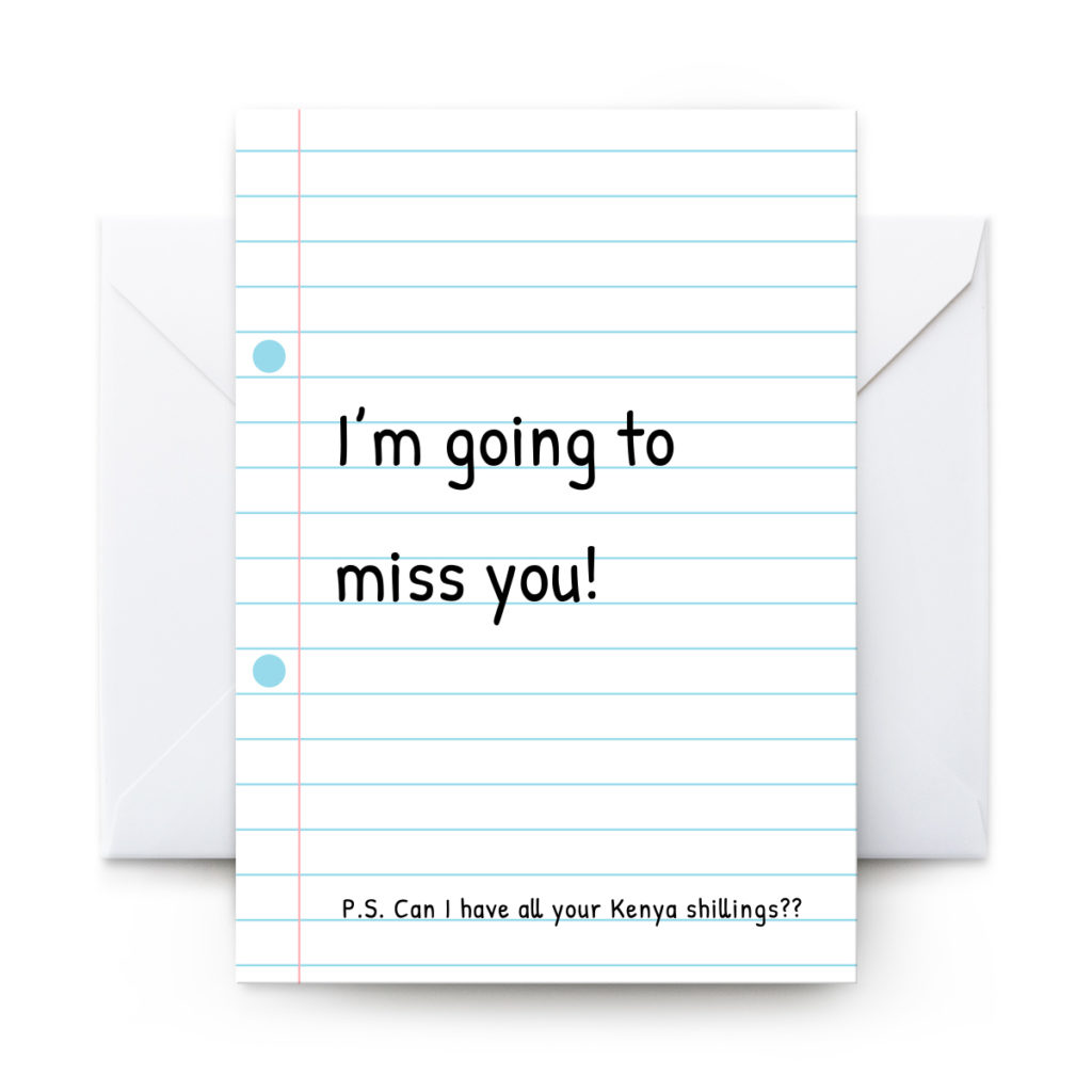 I’m Going To Miss You White – Card – BONK